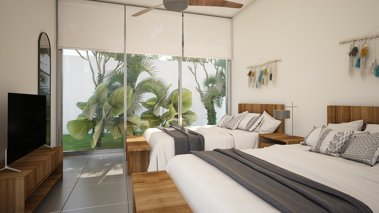 Bedroom 2 single beds – Tulum – Homiture