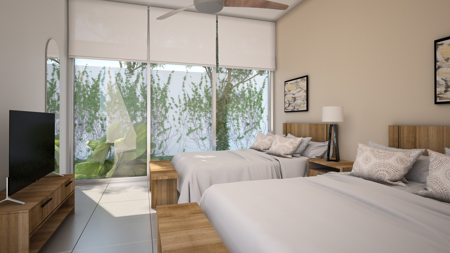 Bedroom 2 single beds – Tulum | Homiture